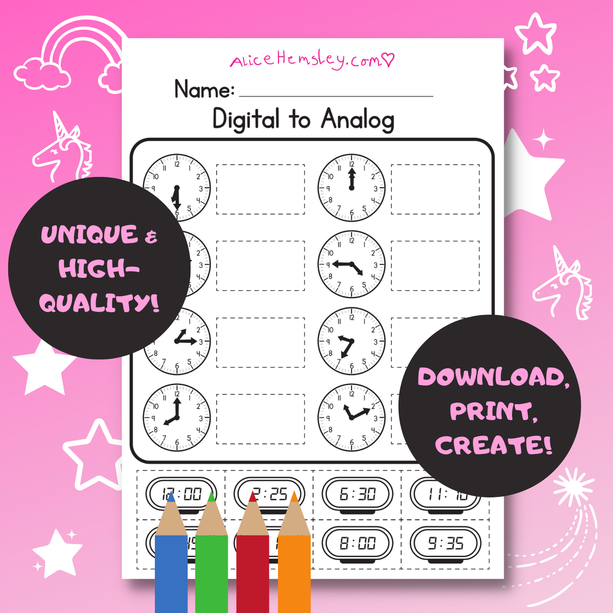 Digital to Analogue Kids' Printable Sheet – AliceHemsley.com