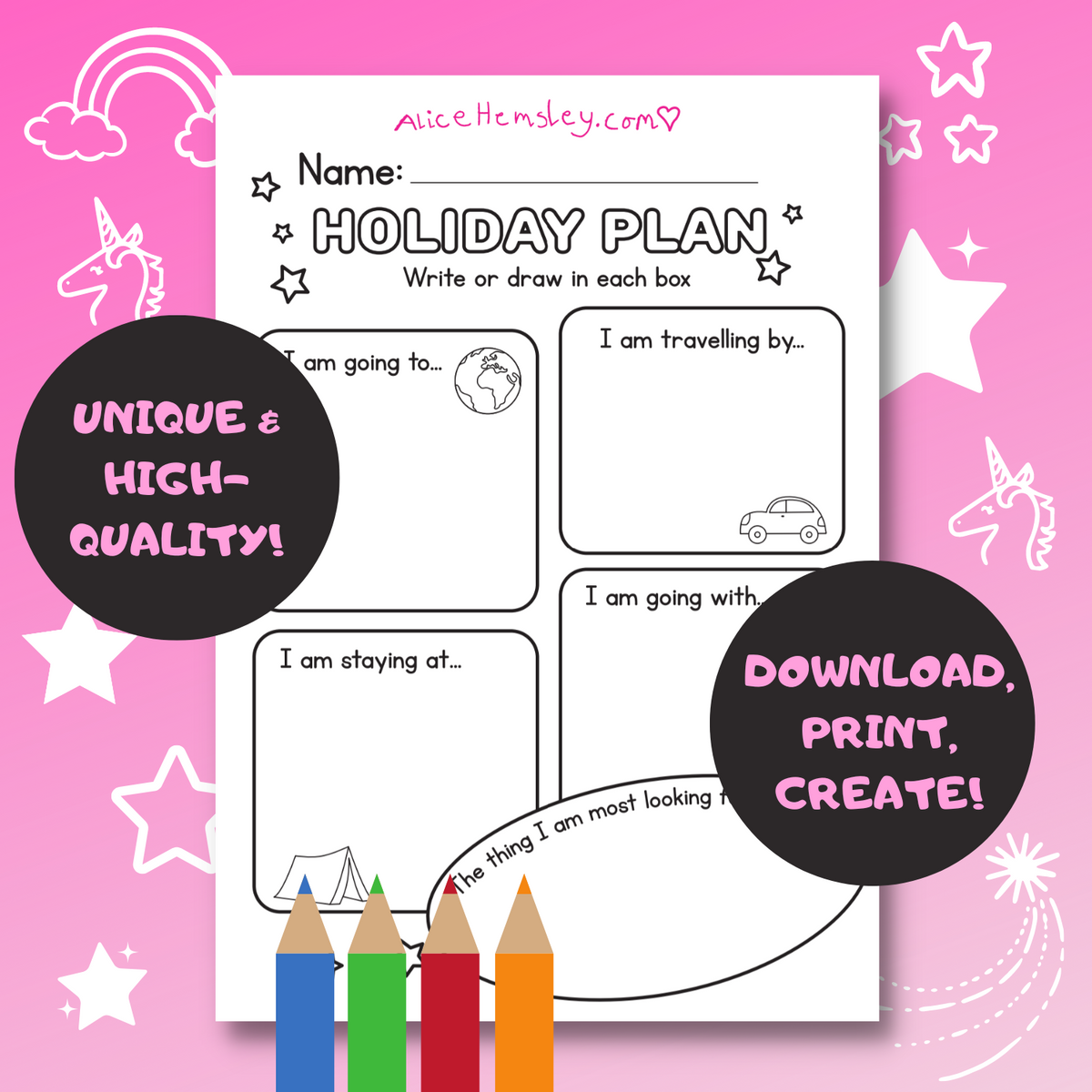 Holiday Plan Kids' Printable Sheet – AliceHemsley.com